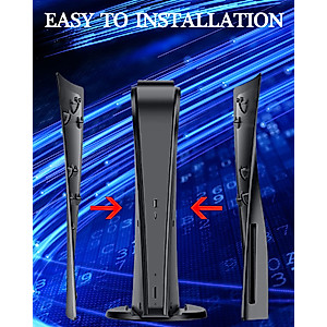 Joso Replacement Faceplate for PS5 Console, with Anti-Scratch Dustproof Case, Console Skin Fit for PS5 Disc Edition, for PS5 Accessories, Easy Installation - Black