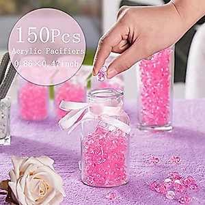 150 Mini Acrylic Pacifiers for Baby Shower Game, 0.86 Inch Bulk Chupones para Gender Reveal Party Favors Table Decoration (Pink)