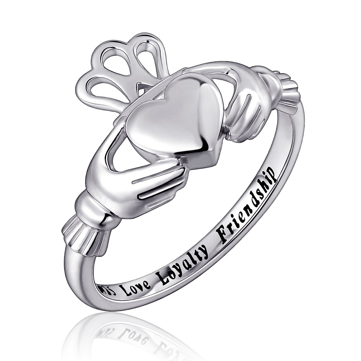 S925 Sterling Silver Love Loyalty Friendship Irish Ladies' Claddagh Ring Size 7