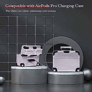 TANGABA for AirPods Pro Case Cover, Luggage Design Protective Cover Case for AirPods Pro, Compatible with AirPods Pro Charging Case for Women Men, Silver