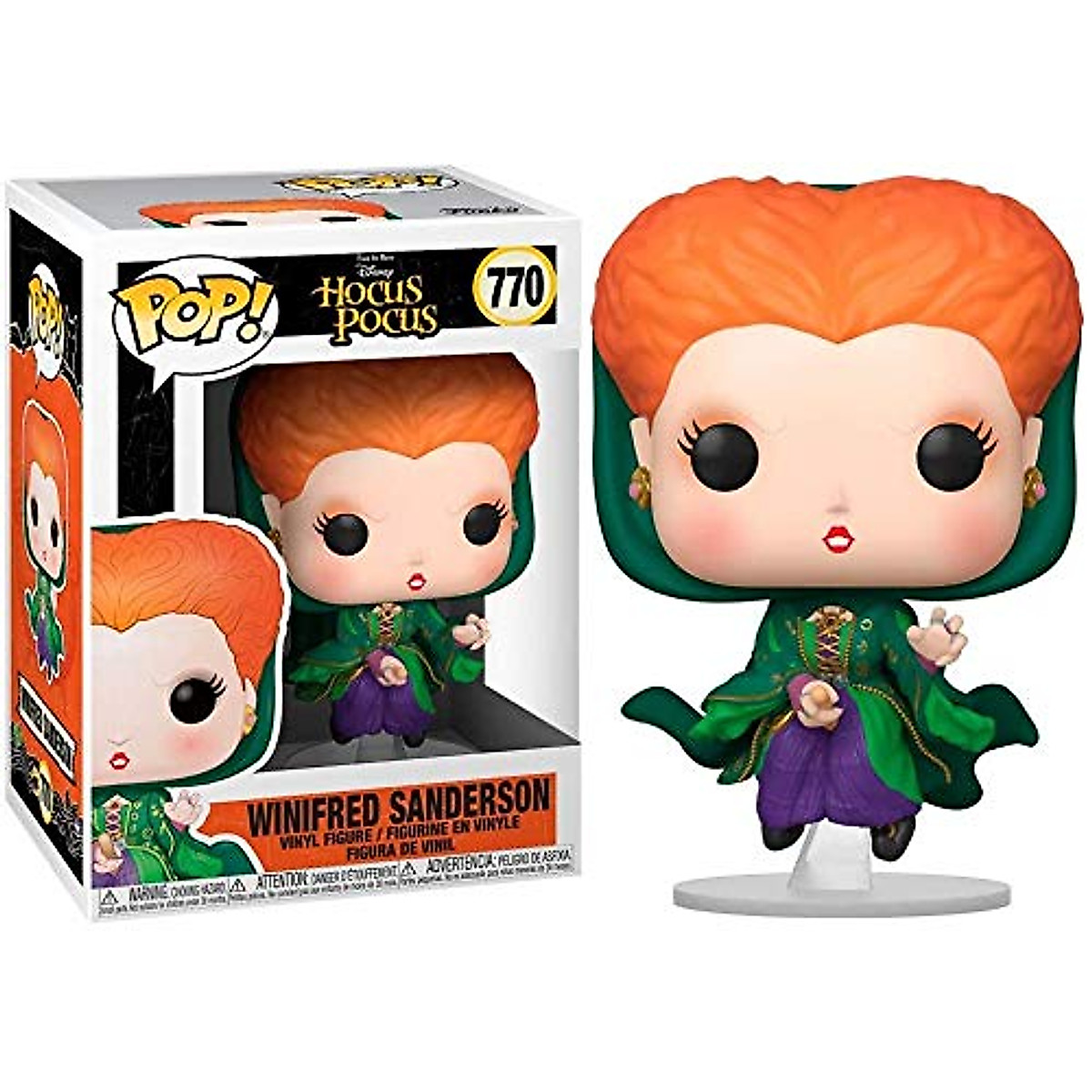 POP Disney: Hocus Pocus - Winifred Sanderson Flying Funko Vinyl Figure (Bundled with Compatible Pop Box Protector Case), Multicolored, 3.75 inches