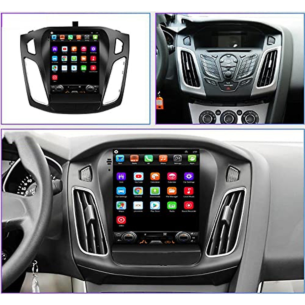 for Ford Focus Radio Upgrade 2012-2018 9.7inch Stereo Replacement Wireless carplay Tesla Style Stereo IPS Touch Screen WiFi GPS Navigation Free Camera
