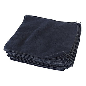 Eurow Microfiber Premium 350GSM Cleaning Towels, 12" by 12", Black, 25 Pack