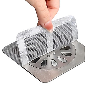 Generic 20PCS Pack,4"" X 4"" Disposable Shower Drain Cover Hair Catcher Shower Drain Mesh Stickers, Bathroom, Laundry, Bathtub, Kitchen, Sink, for Human and pet Hair (20 PCS), White