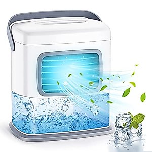 Trustech Portable 3 in 1 Air Cooling Cooler - Personal Mini Air Conditioner Fan w/12 H Timer, 500mL Water Tank, 2 Speeds, Adjustable Wind Direction, Low Noise, Ideal for Office Home Room Bedroom Dorm