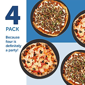 4-Pack Ceramic Pizza Stones - Make Restaurant-Quality Pizza Right at Home - Easy to Use - Durable up to 500℉ - 100% Black Cordierite - 11.75” Diameter