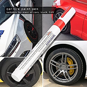 Tire Paint Pen, Fastdrying Mark Pen Waterproof Car Tire Paint Pen Car Tire Paint Pen Not Easy To Fade Good Water Resistance Good Sealing for SUV(Red)