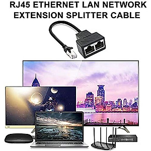 Snlrntin Ethernet Splitter Cable RJ45 Network Adapter, 1 Male to 2 Female LAN Internet Cable Adapter, Suitable Super Cat5, Cat5e, Cat6, Cat7