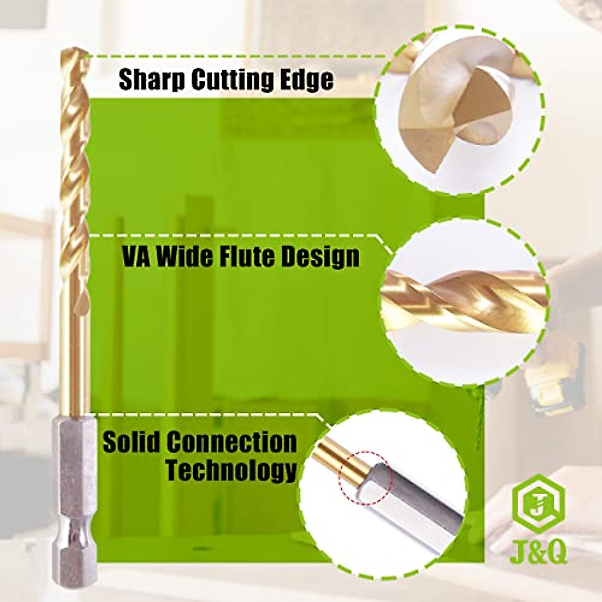 J&Q 1/16" Hex Shank Drill Bits, High Speed Steel Titanium Drill Bit Set for Steel, Quick Change Small Drill Bits for Metal (Pack of 12 Identical Pcs)