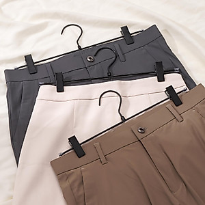 16-Pack Black Pants Hanger, Adjustable Women's Skirt Hanger, Jeans Hanger Pants Hanger, Heavy Duty Space Saving Shorts Hanger