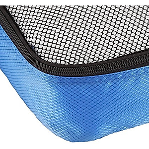 Amazon Basics Packing Cubes for Travel, Packing Organizers Set, 4-Piece-Set (2 Medium And 2 Large) With Double Zipper Pulls and Mesh Top Panel, 100% Durable Polyester, Blue