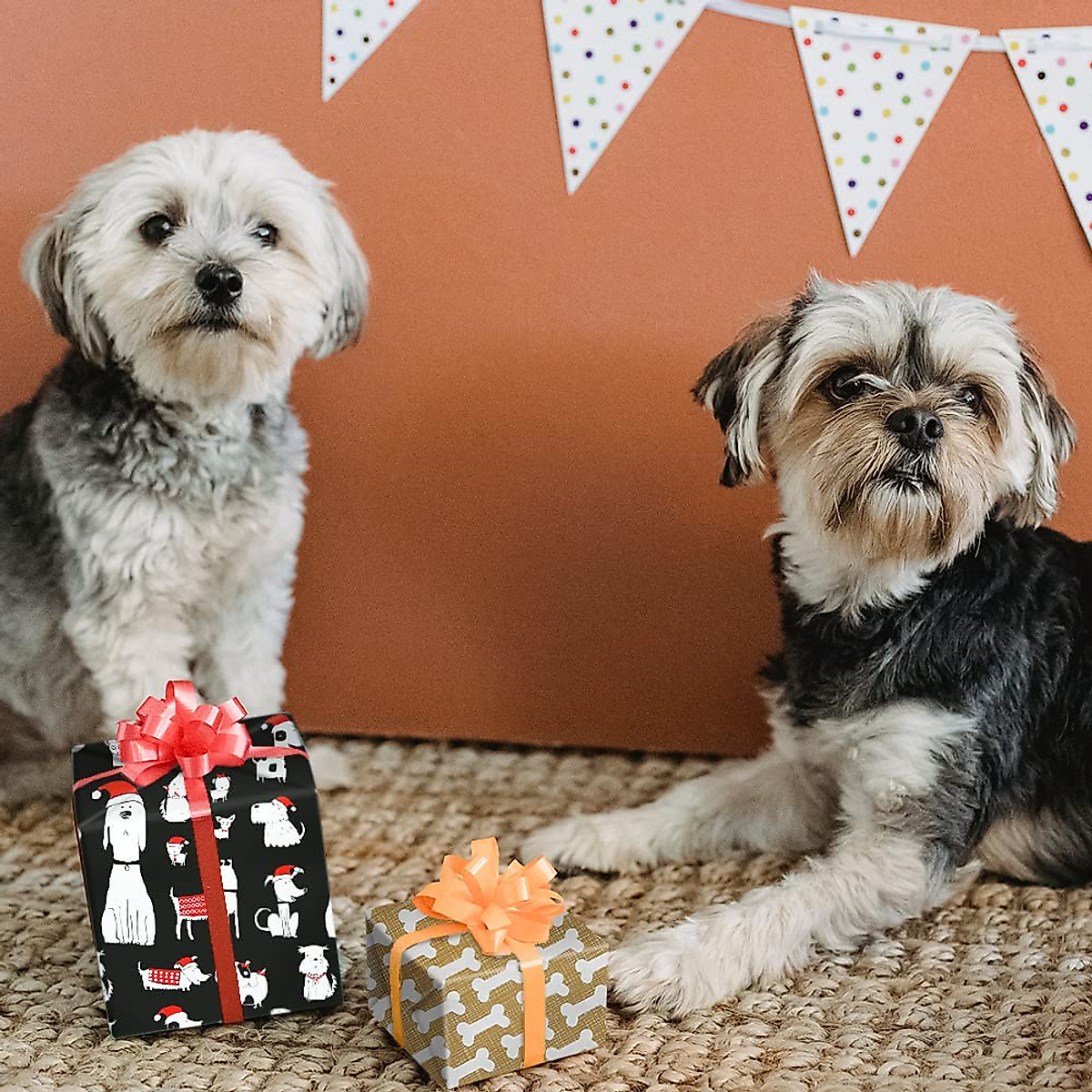 Dog Reversible Gift Wrapping Paper for Boys Girls Women Men, Cute Pet Puppy Dog Bone Design Folded Flat Sheets, Gift Wrap Perfect for Birthday, Holiday, Party, Baby Shower, Christmas All Occasion