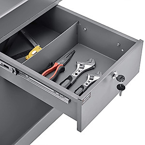 Global Industrial 2 Shelf Deep Tray Steel Stock Cart, 500 Lb. Cap. with 1 Drawer, 36" L x 24" W x 32" H