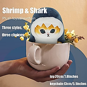 CNAANA Kawaii Shark Cat Plush Toy Stuffed Animal Doll, Soft Pillow for Boys & Girls (Shark cat, 20cm/7.8in)