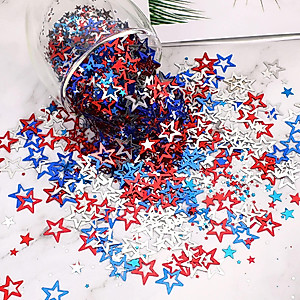 MARFOREVER 4th of July Confetti Patriotic Glitter Confetti Independence Day Party Decorations Red White Blue Twinkle Star Table Confetti for American Theme Events Party Veterans Memorial Day Decor