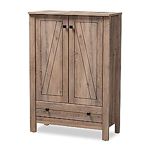 Baxton Studio Derek Shoe Cabinets, One Size, Natural Oak