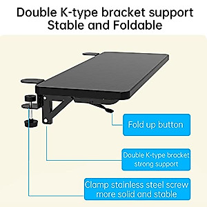 OUGIC Ergonomics Desk Extender Tray (Clearly White, 21.65"x9.5"), Punch-Free Clamp on Foldable Keyboard Drawer Tray, Table Mount Armrest Shelf, Computer Elbow Arm Support
