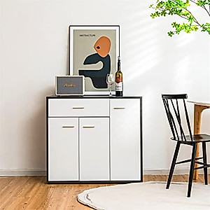 SEASD Buffet Sideboard Table Kitchen Floor Cabinets with Anti-Collapse Device