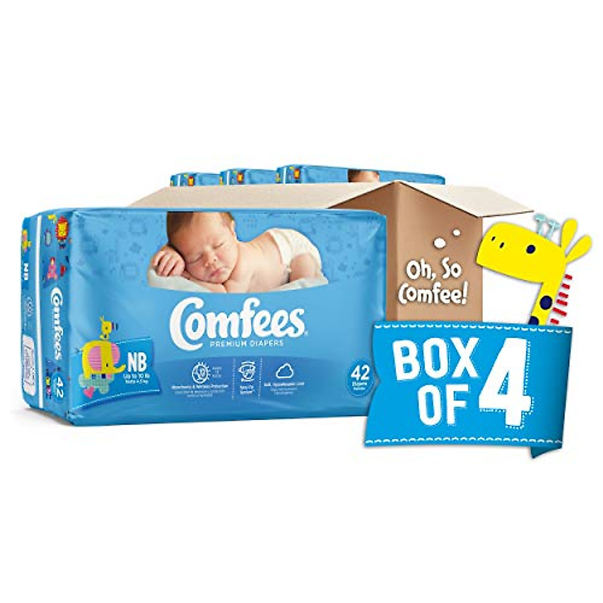 Comfees Baby Diapers for Newborns, 42 Count, Size N