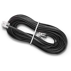 Phone Line Cord 25 Feet - Modular Telephone Extension Cord 25 Feet - 2 Conductor (2 pin, 1 line) Cable - Works Great with FAX, AIO, and Other Machines - Black