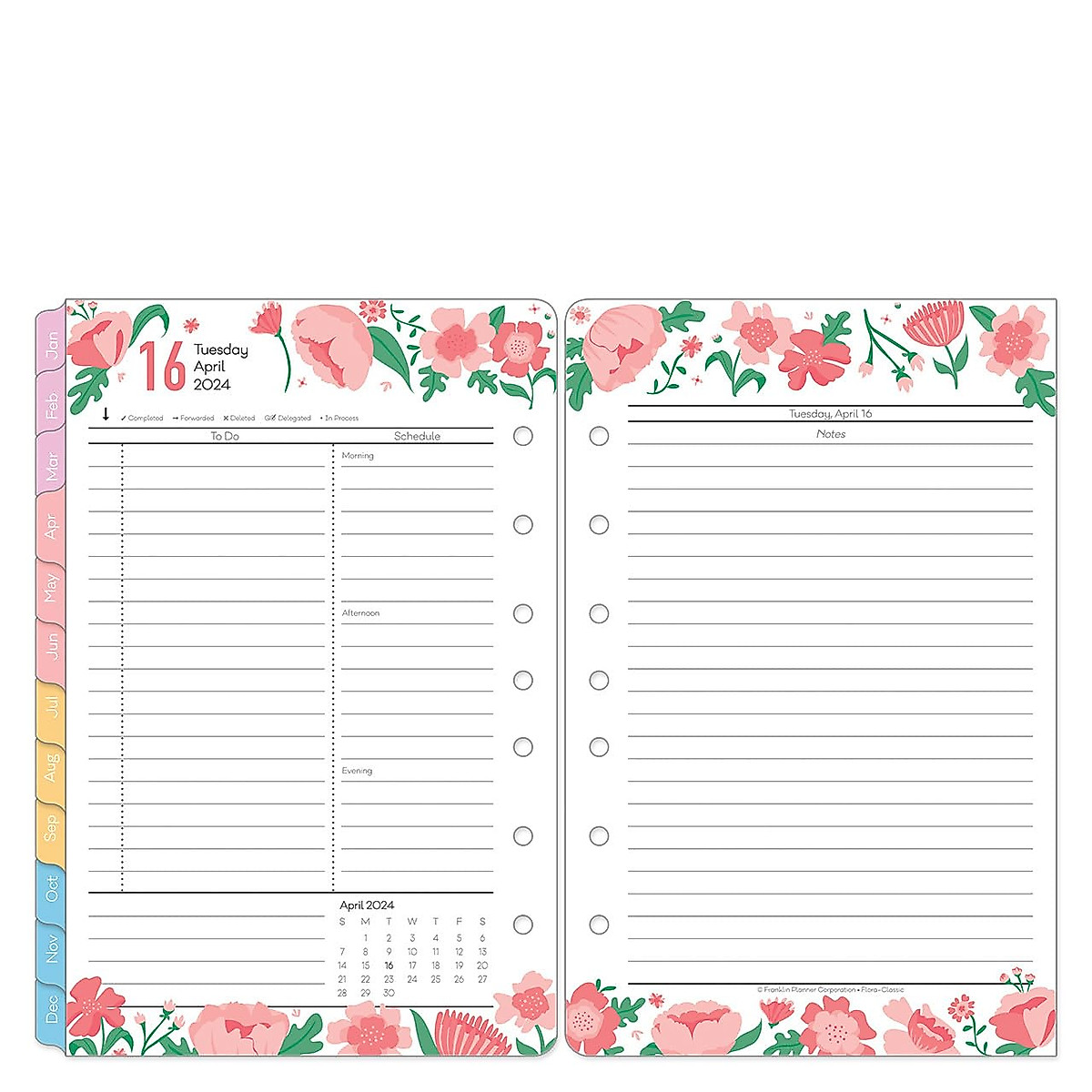 FranklinCovey - Flora Two Page Per Day Ring-Bound Planner (Classic, Jan 2024 - Dec 2024)
