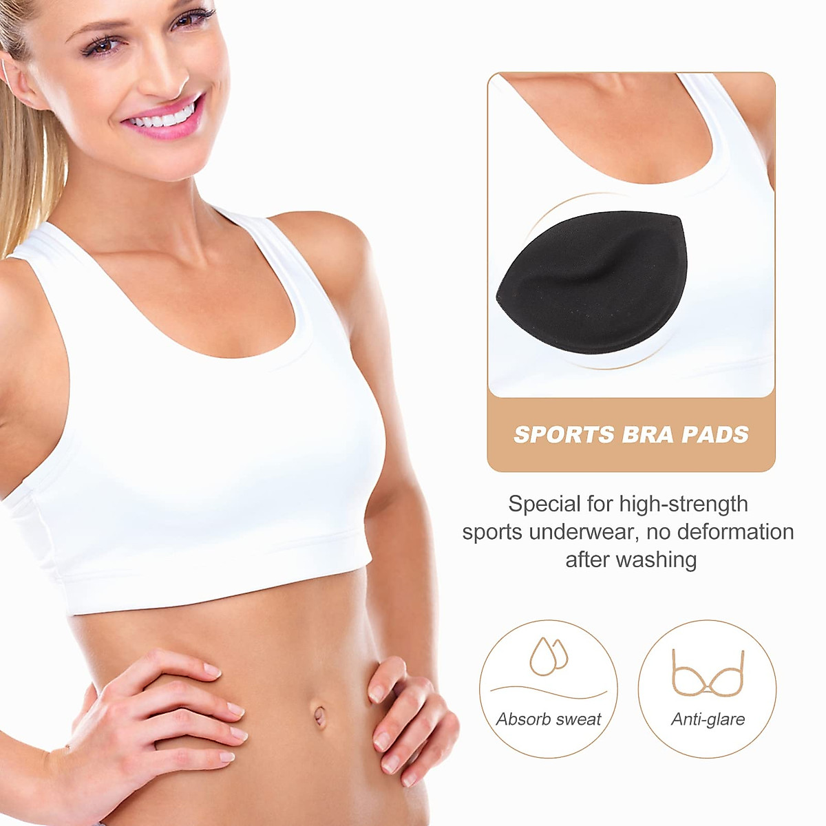 ifundom 3 Pairs Bra Pads Inserts Removable Bra Cups Inserts Breast Enhancers Bra Insert Pads for Bikini Top Swimsuit Sport Bra