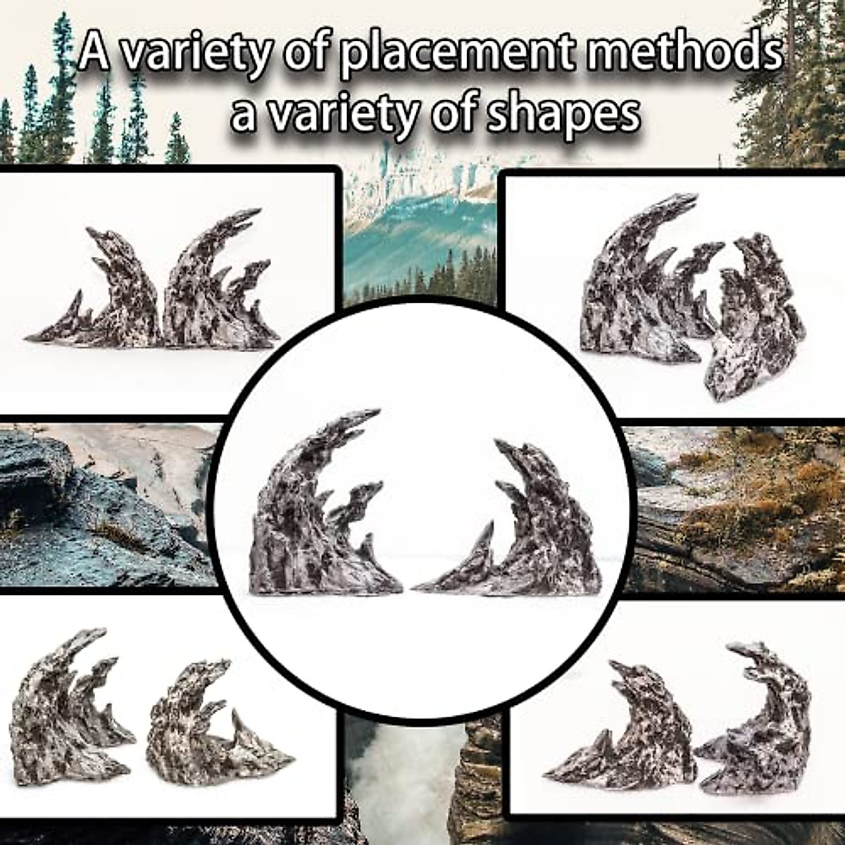 Novelsite Fish Tank Decor- Jagged Canyon Rock Formation ，Made of Solid Sandstone，Suitable for a Variety of Fish Tank Scenes, DIY Planting Moss, Safe and Non-Toxic