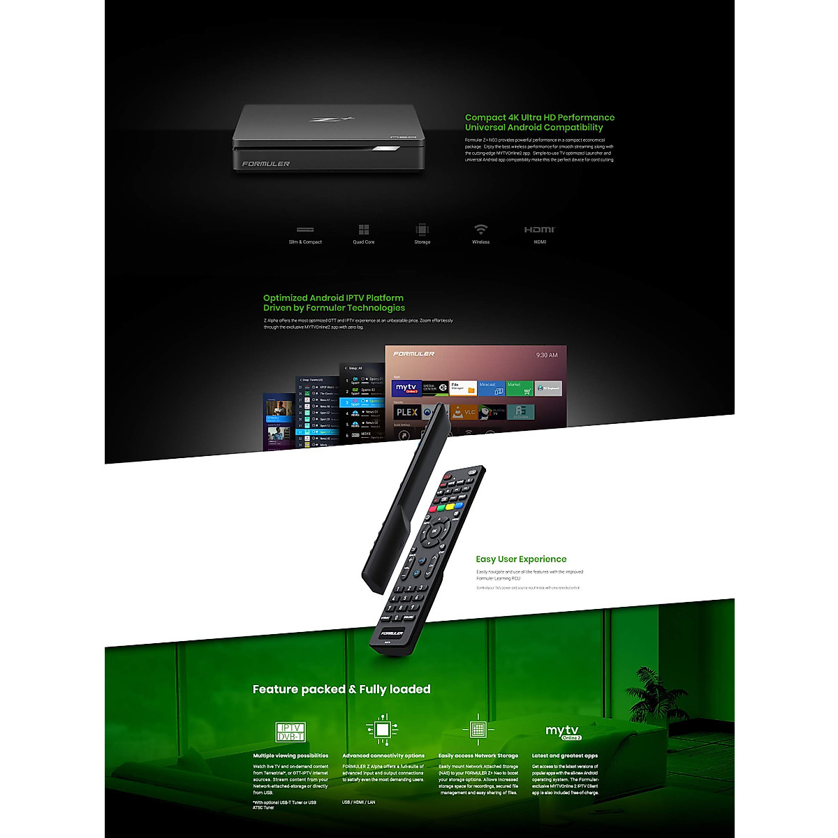 Formuler Z+ Plus Neo – Budget-Friendly Android Box with Wireless Networking & MYTVOnline 2 + Extra Bonus Z Slot USB Hub