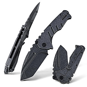NEWOOTZ AUS-8 Blade Stone Wash Steel Handle Outdoor Camping Pocket Folding Knife EDC Portable Climbing Sharp