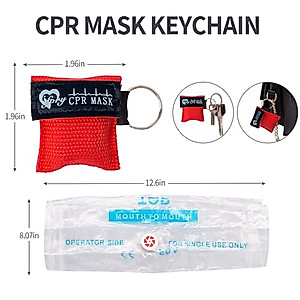 ifory 50 Packs CPR Pocket Mask Keychain, CPR Face Shield with One Way Valve Breathing Barrier for First Aid or ADE Training