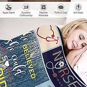 MEDTOGS Nurse Throw Blanket Gifts for Women New Nurses Nursing Student School Practitioner Graduation Appreciation Educator Birthday Christmas Retirement, 50''x60''