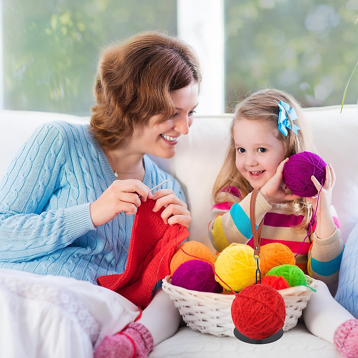 Palksky Portable Wrist Yarn Holder with Wrist Strap, Wool Magnetic Mini Yarn Holder for Crocheting/ Knitting on the go, Stainless Steel Yarn Organizer Storage