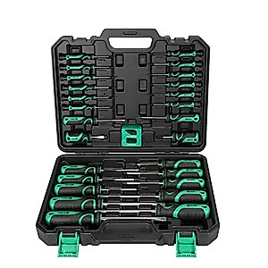 ENGiNDOT Magnetic Screwdriver Set with Storage Case and Magnetizer, 27 piece Bi-material Screwdriver, Including Slotted/Phillips/Torx/Precision Screwdriver for Household Repairs, Home Improvement