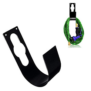 Ebliiny 2 Pack Garden Hose Hanger Wall Mount Heavy Duty Hose Holder Hook Use for 150foot Hose (Large, Black)