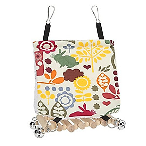 Yuehuamech Bird Nest Parrot Hammock Hanging Cage Tent Winter Warm Parrot Cage Swing Cave House Bed Hut Tent for Parakeet Cockatiels Budgies Cockatoo Canary (Colorful Forest)