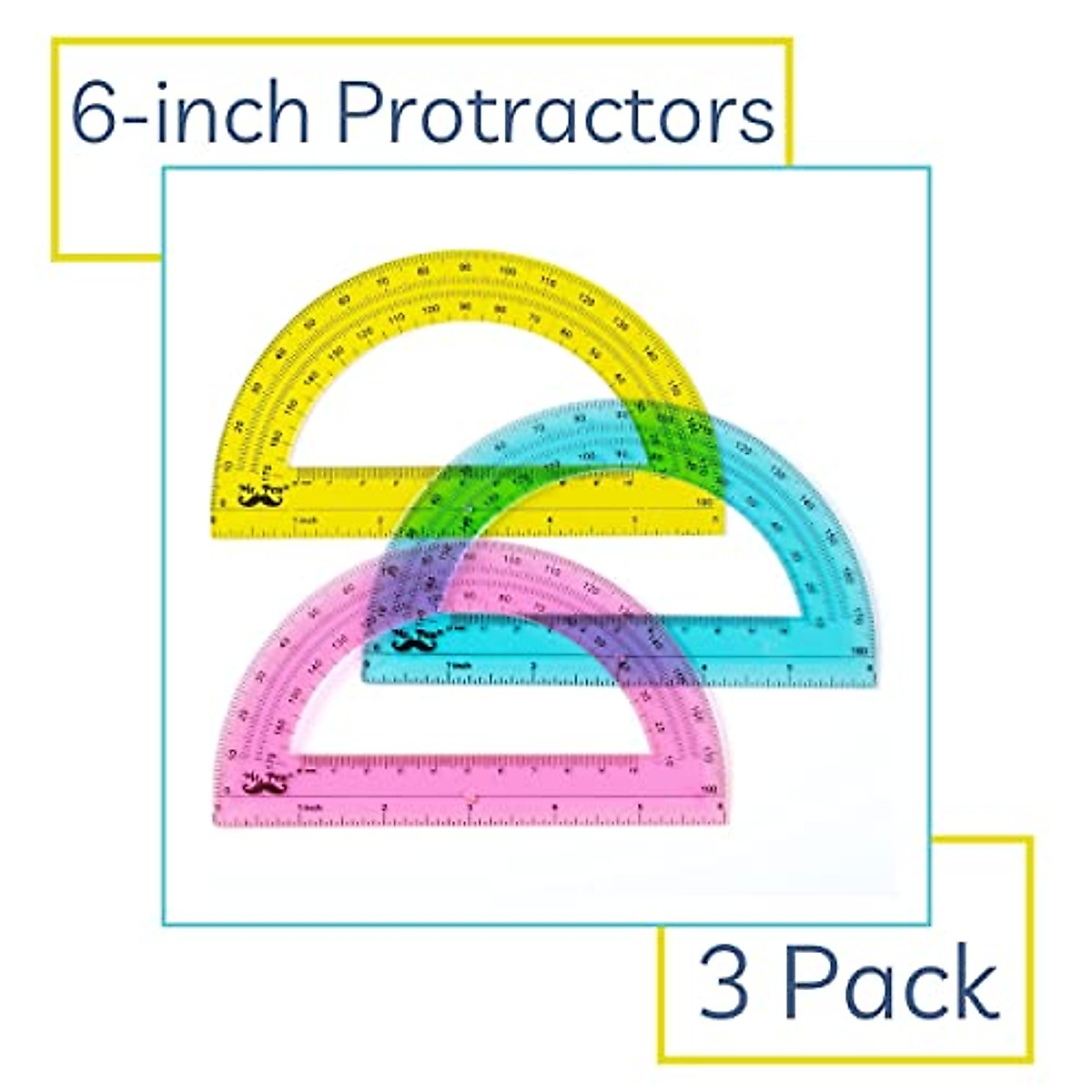 Mr. Pen Colorful Protractors - 3 Pack for Kids' Geometry