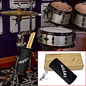 Rayzm Drum Stick Bag Holder, Nylon Mallet/Brush/Beater Stick Holder with Aluminum Clamp for Drum Kit & Music Stand (1.5-3cm Diameter Pole), UP to 12 Pairs of Sticks