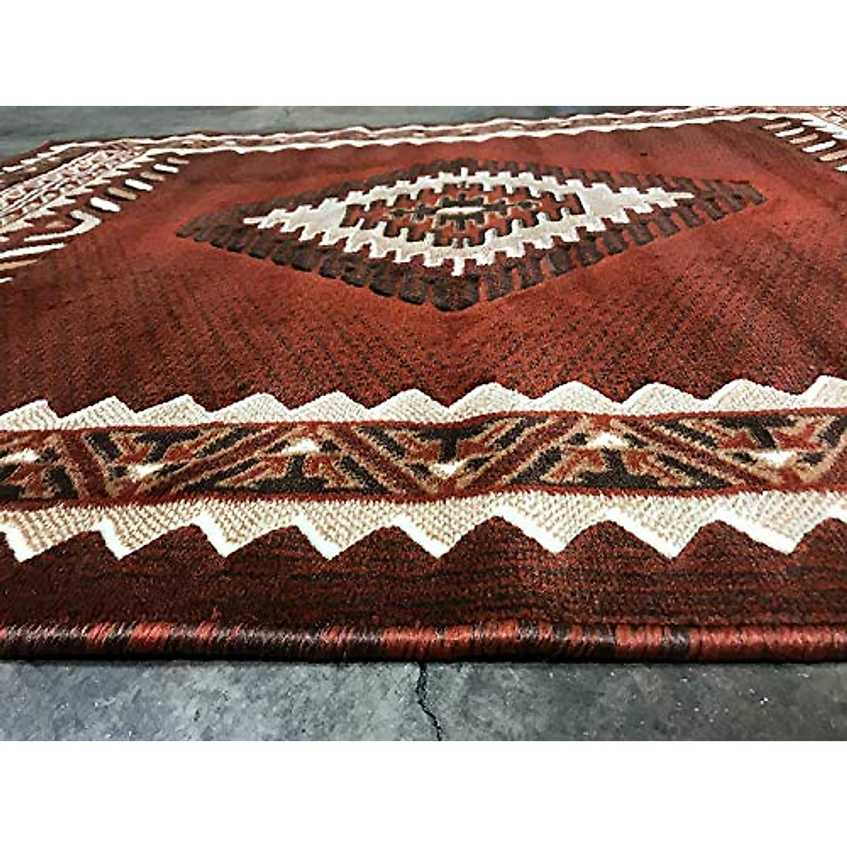 Kingdom South West Native American Area Rug Rust Brown Beige Design D143 (5 Feet 2 Inch X 7 Feet)