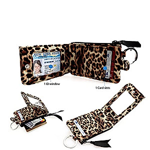 DONGGANGAJI Womens Wallet Lanyard Set Bifold Zipper Case Wallet with Lanyard (Leopard-R)