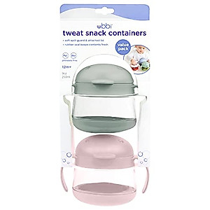 Ubbi Tweat No Spill Snack Container for Kids, BPA-Free, Toddler Snack Container, Sage & Pink
