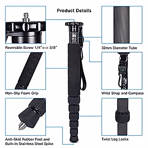 SIRUI P-326 6 Section Carbon Fiber Monopod