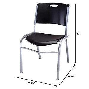 Lifetime 42830 Stacking Chair, Black with Silver Steel Frame, 4 Pack