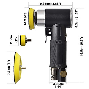 48 Pcs mini random orbital air sander kit, high-speed mini air sander polisher, Includes 1-inch and 2-inch and 3-inch polisher pad kit polishing sponge & wool pads sandpapers, pneumatic sander kit