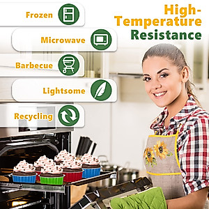 100 Pack 3 Shapes Baking Cups with Lids Aluminum Foil Baking Cups Cupcake Liners Mini Muffin Liners with Lids Cheesecakes Liners Cups for Christmas Muffin Birthday Baby Shower Wedding Party (Colorful)