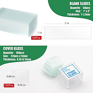 ZEEGOO Microscope Slides, Ultra-Clear Blank Microscope Slides and Covers - 50 Slides, 100 Coverslips, Optical Glass Slides for Microscope, Microscope Accessories for Experiments and Analyses