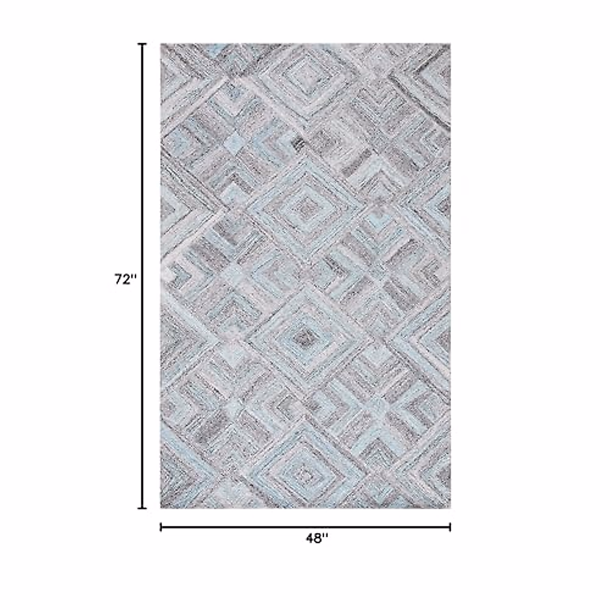 SAFAVIEH Abstract Collection Accent Rug - 4' x 6', Grey & Turquoise, Handmade Wool & Viscose, Ideal for High Traffic Areas in Entryway, Living Room, Bedroom (ABT642F)