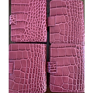 Filofax Pocket Size Classic Croc Print Leather Organizer Agenda Weekly Daily Planner 2023-2024 Calendar Bundle with DiLoro Ballpoint Pen Fuchsia 026078