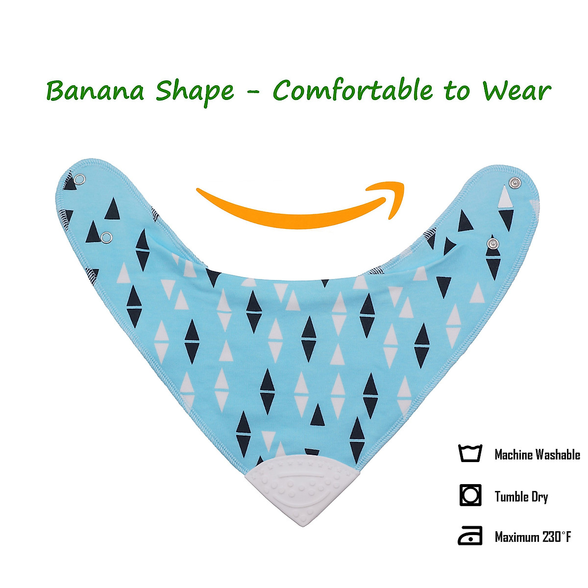 Baby & Toddler Bandana Teething Bib with BPA-Free Silicone Teether and Adjustable Snap for Boys and Girls, (5-Pack)