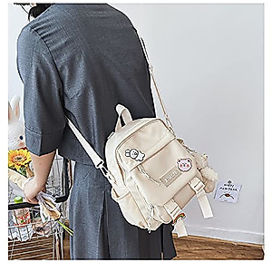 Cute Mini Backpacks with Accessories, Aesthetic ,for Teens Kawaii Small Backpack (White,With-Accessories)