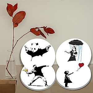 Aihonmin Banksy Electric Stove Burner Covers, Funny Set of 4 Round 8 In and 10 In, Gas Metal Cover, Eyes Cooktop Decorative, Home Decor, Kitchen Decor